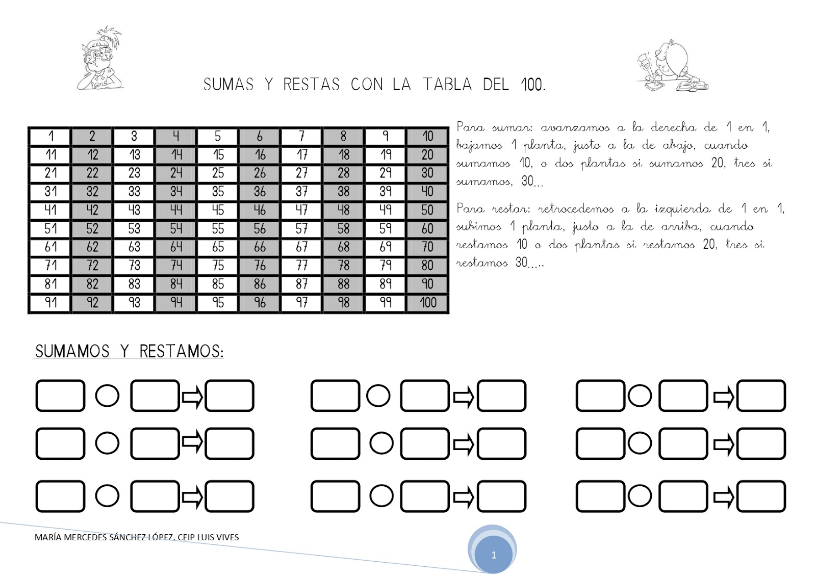 Primeiro Ciclo de primaria: SUMAR Y RESTAR EN LA TABLA DEL 100