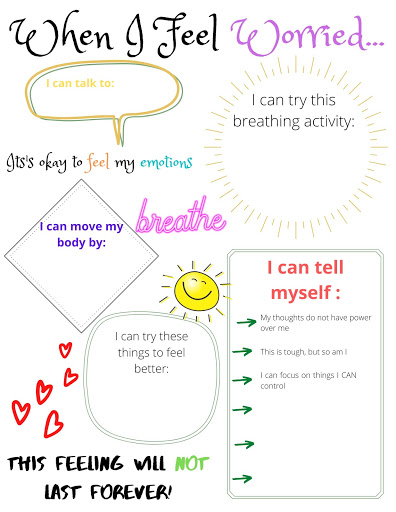 When I Feel Worried Template for Kids