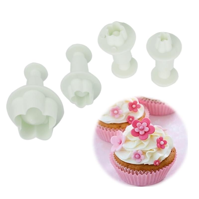 4 pieces Flower Plunger Cutter Sugarcraft Cake Decorating