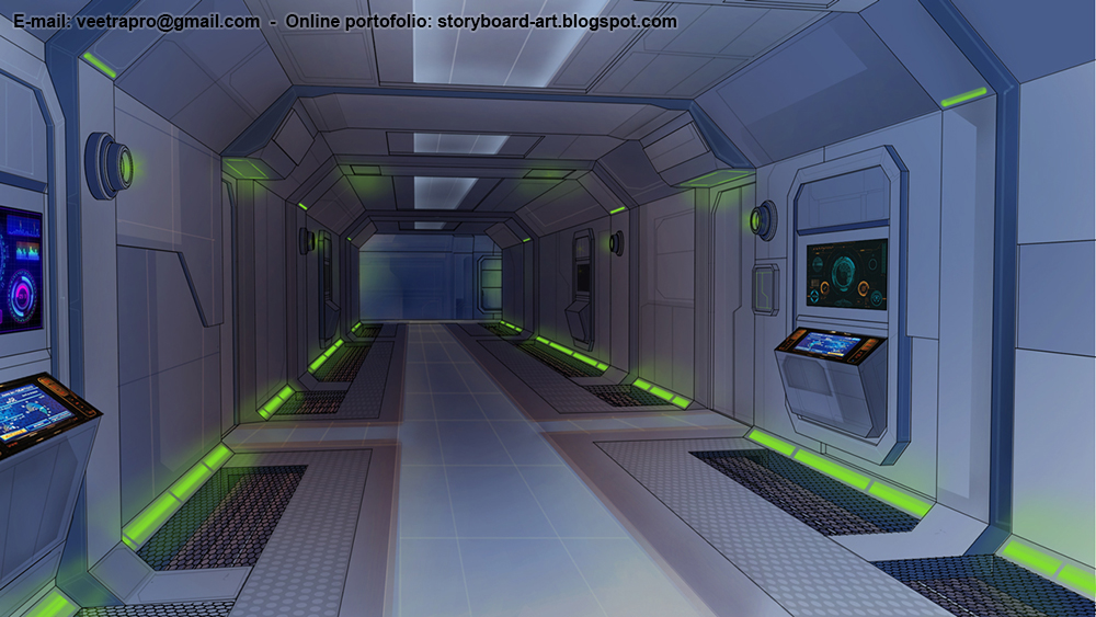 Illustration Space Ship Hall Concept Art | Veetra Storyboard