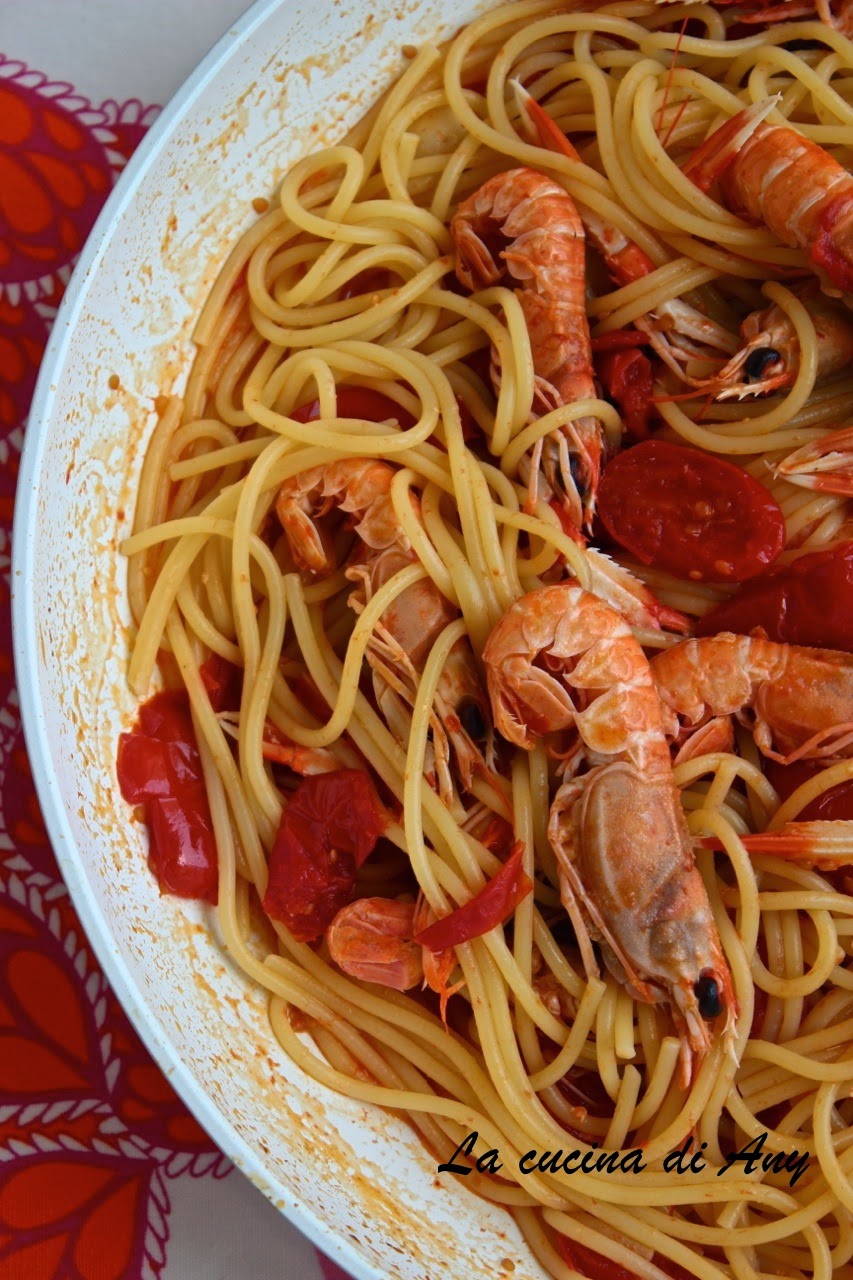 La cucina di Any: Spaghetti con scampi e pomodorino datterino ...