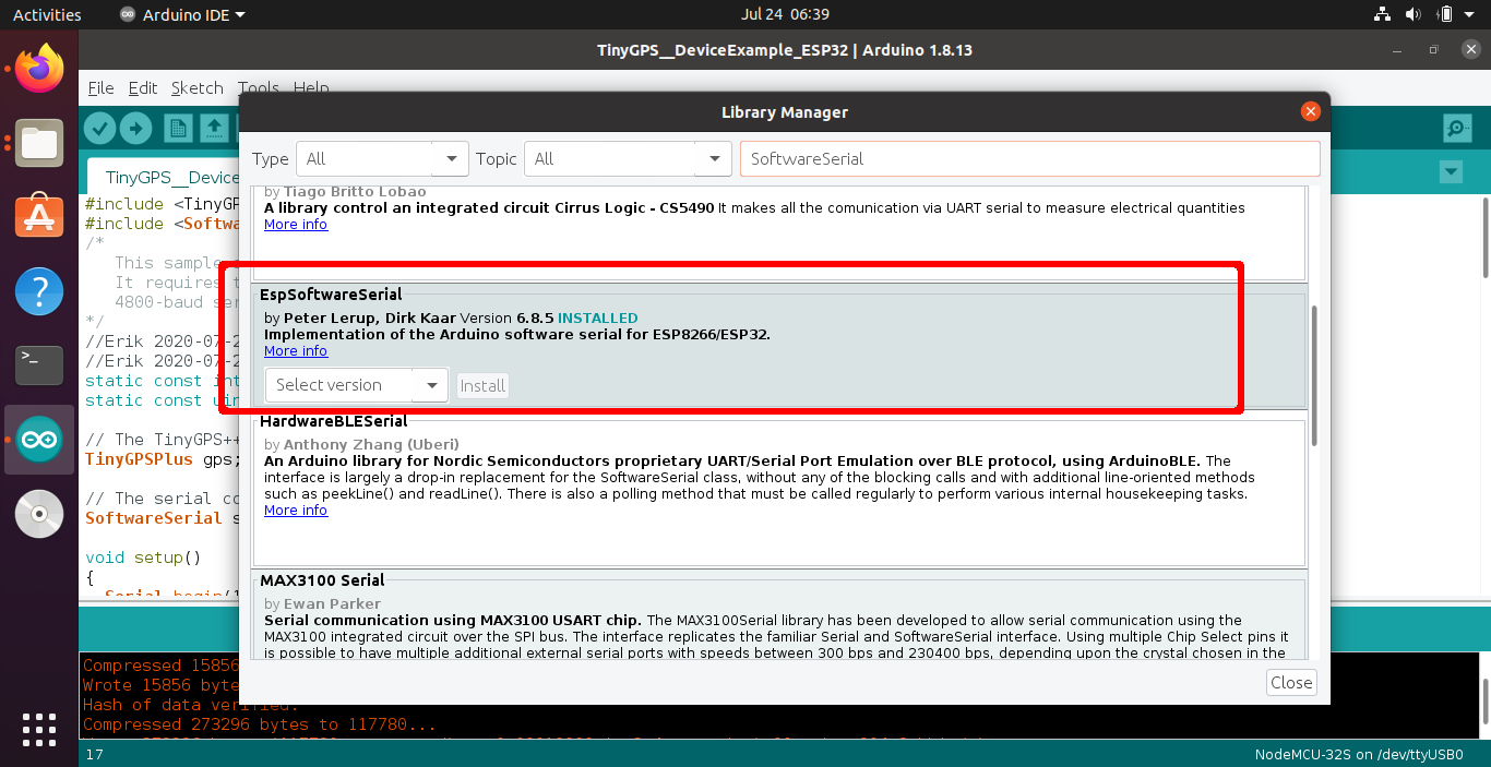 Arduino-er: ATGM336H-5N/ESP32, read GPS position using TinyGPS++