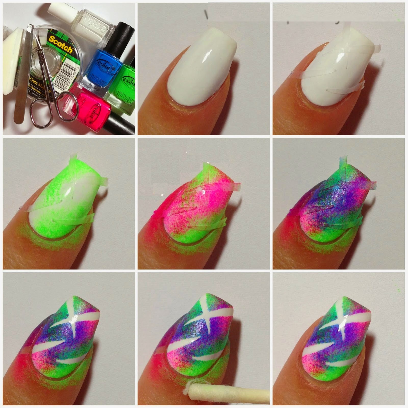 Neon Colorful Blade Nail Art Tutorial ~ Entertainment News, Photos ...