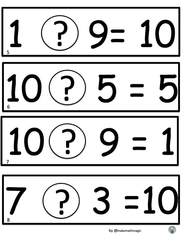 Make Math Magic: Addition And Subtraction Fact of 10 Game