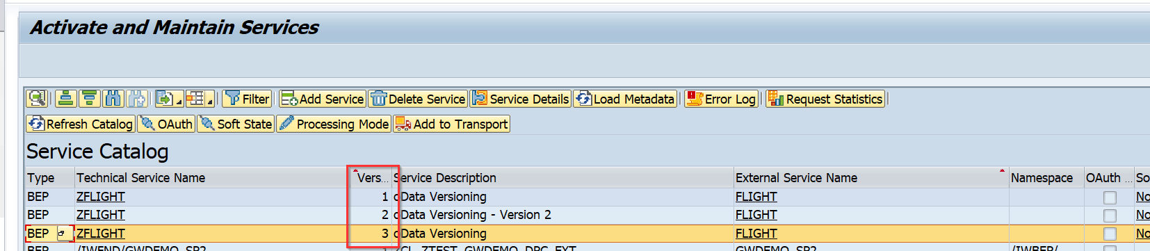 SAP ABAP Central: OData Versioning