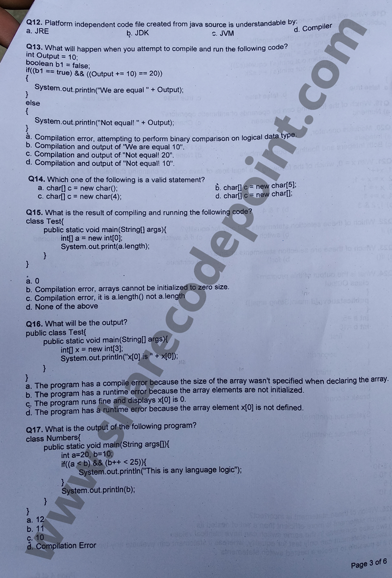 Cse310 Programming In Java Mid Term Exam Question Paper Cse 310 Lpu Question Paper