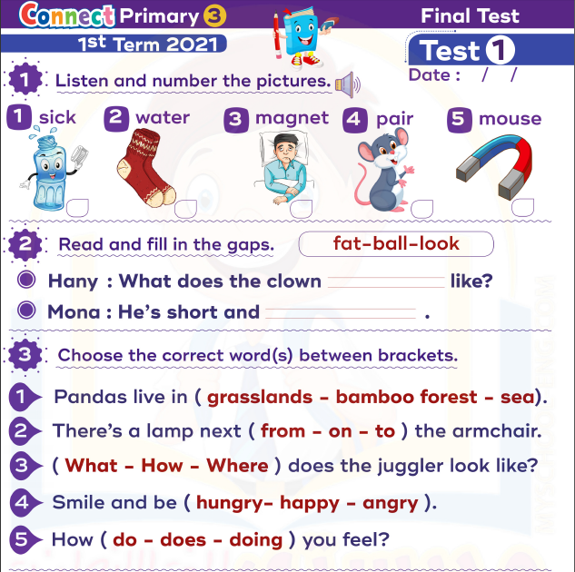 مراجعة نهائية الصف الثالث الإبتدائى connect 3 first term 2021