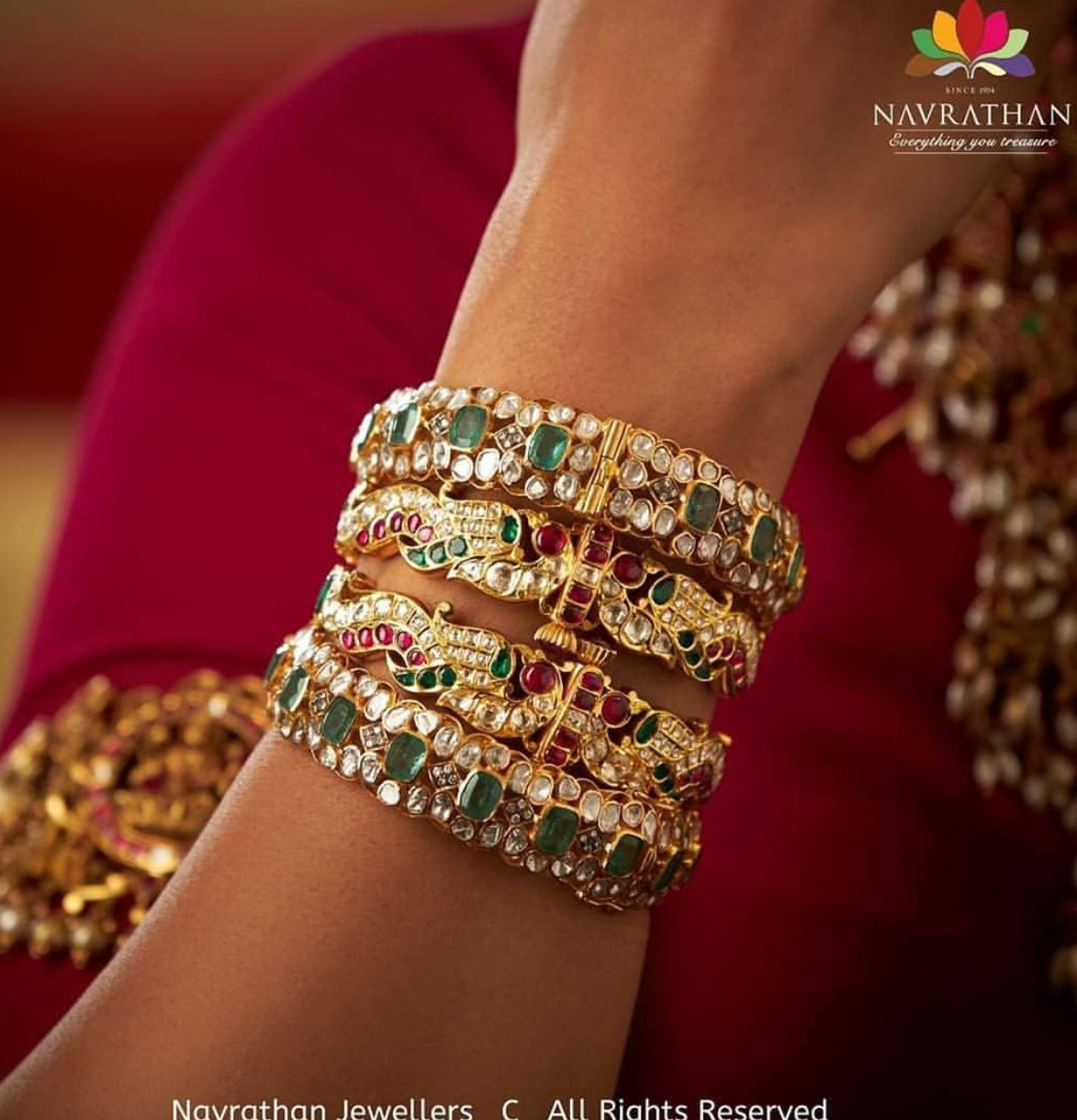 Peacock Polki Bangles by Navrathan - Jewellery Designs