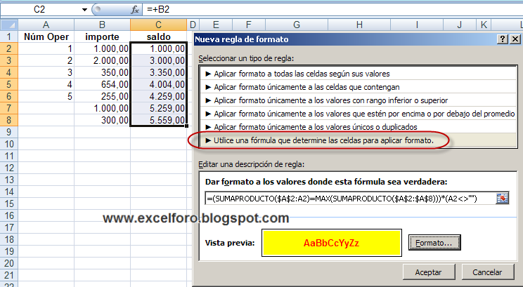Formato condicional con fórmula en Excel 2007. | EXCEL FORO: Un blog de ...