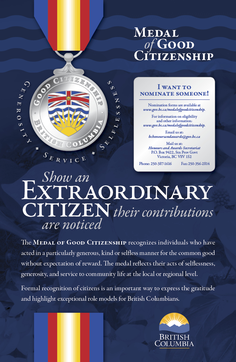 The Medal of Good Citizenship recognizes individuals who, through ...