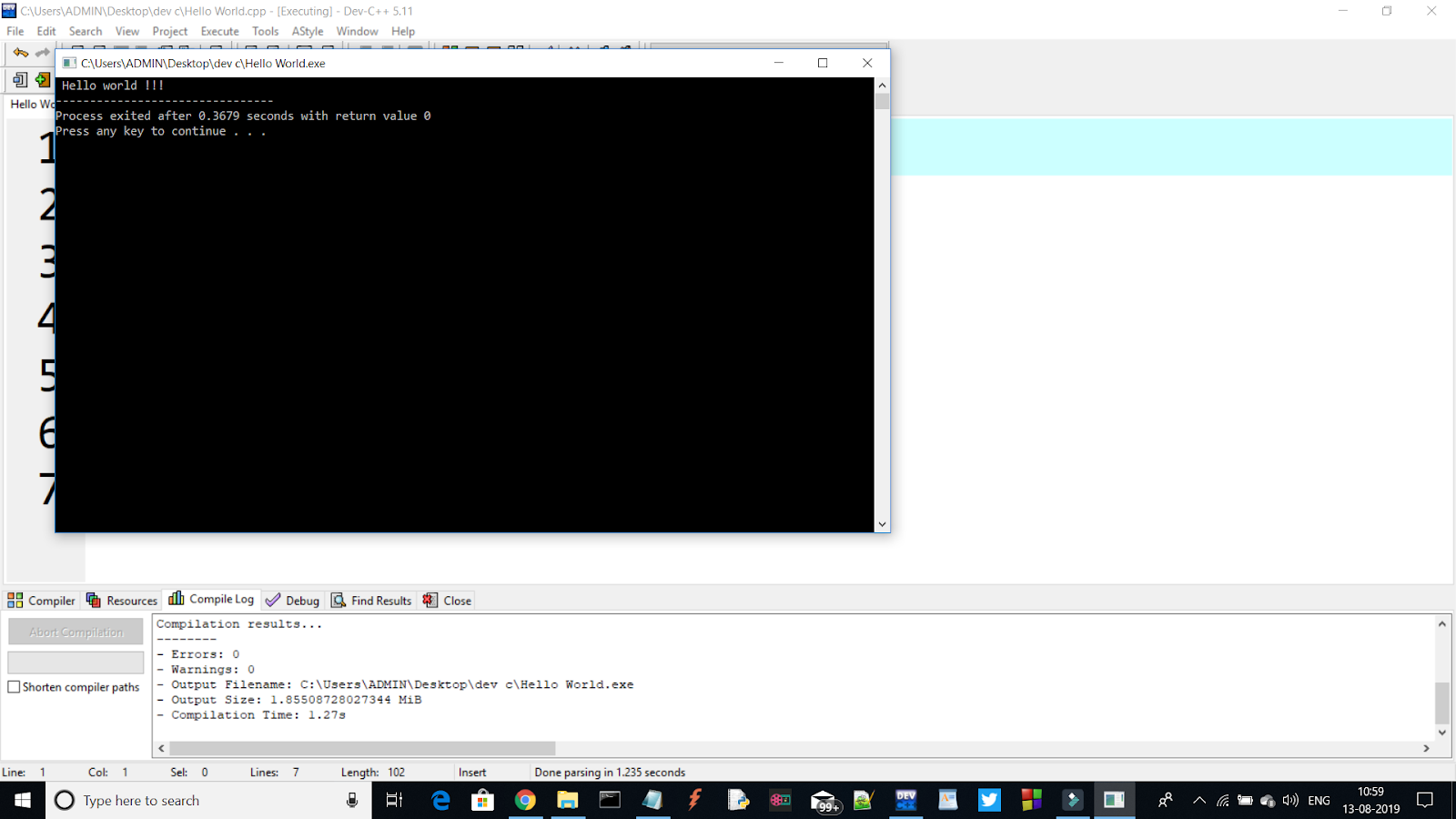 C Program To Print Hello World