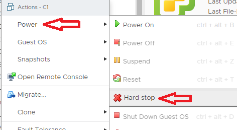 VMware: VM hard stop Virtual Center | SYSADMIT