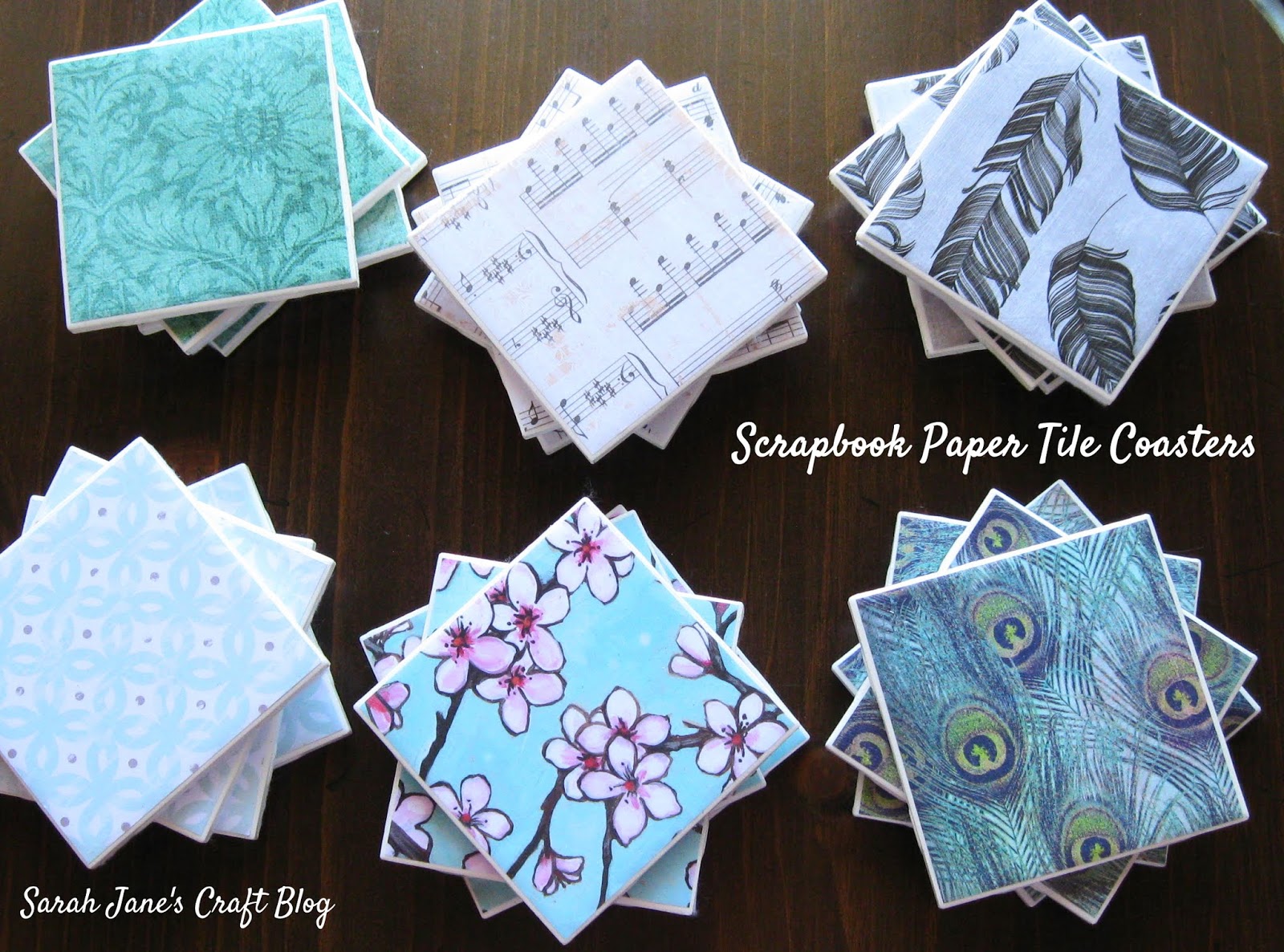 More Scrapbook Paper Tile Coasters