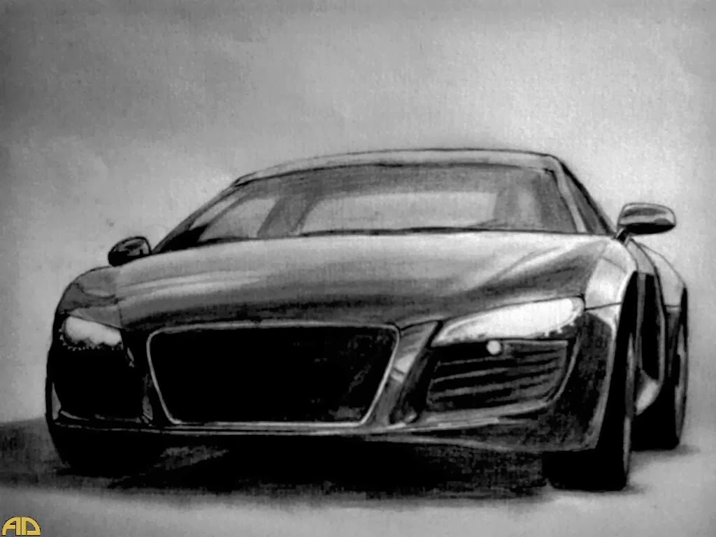 godofdraw: Black Audi R8 pencil drawing-step by step