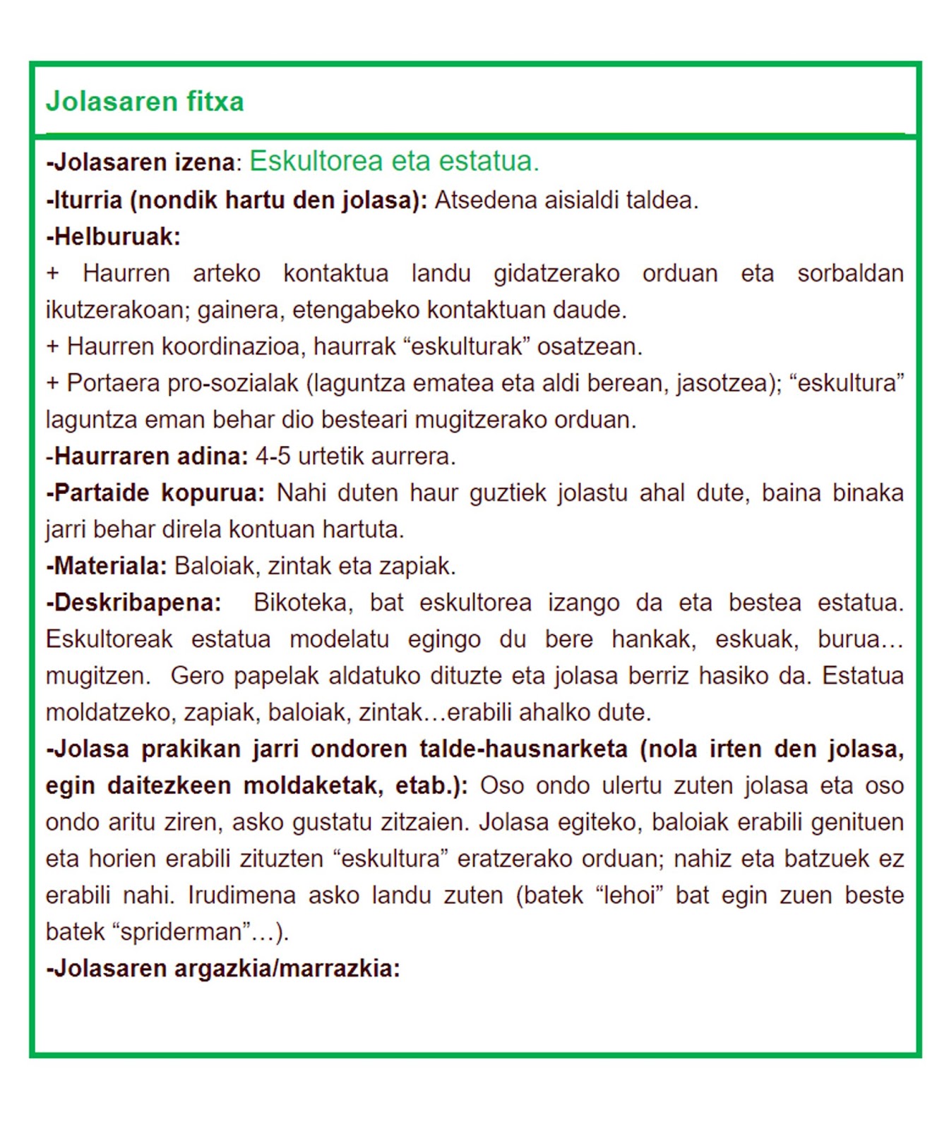 HIZKUNTZA 5.A: JOLASAK