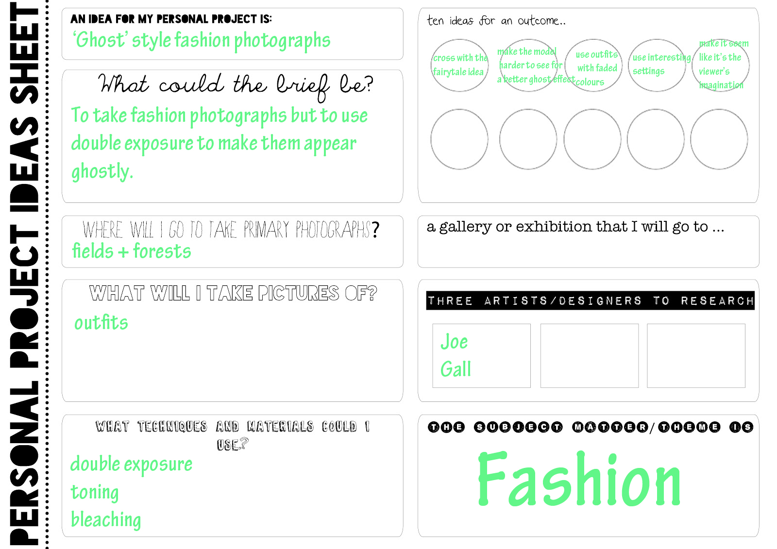 Liz Robson Photography: Personal Project Sheets