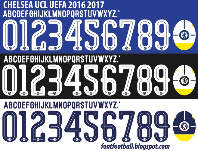 FONT FOOTBALL: Font Vector Chelsea UCL UEFA 2016 2017 kit