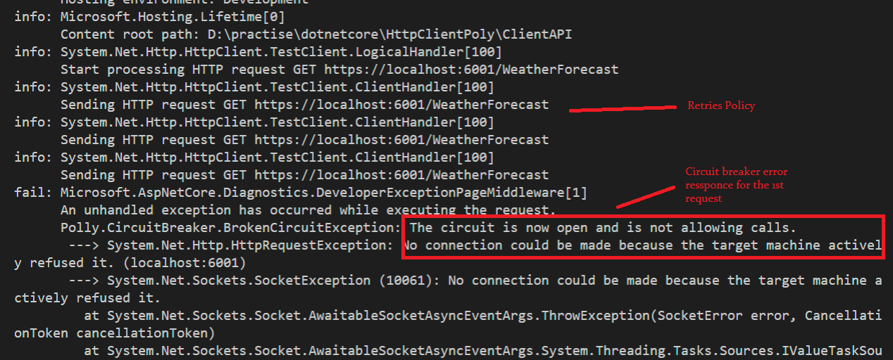 .Net5 HttpClient Retry Policy And Circuit Breaker Policy