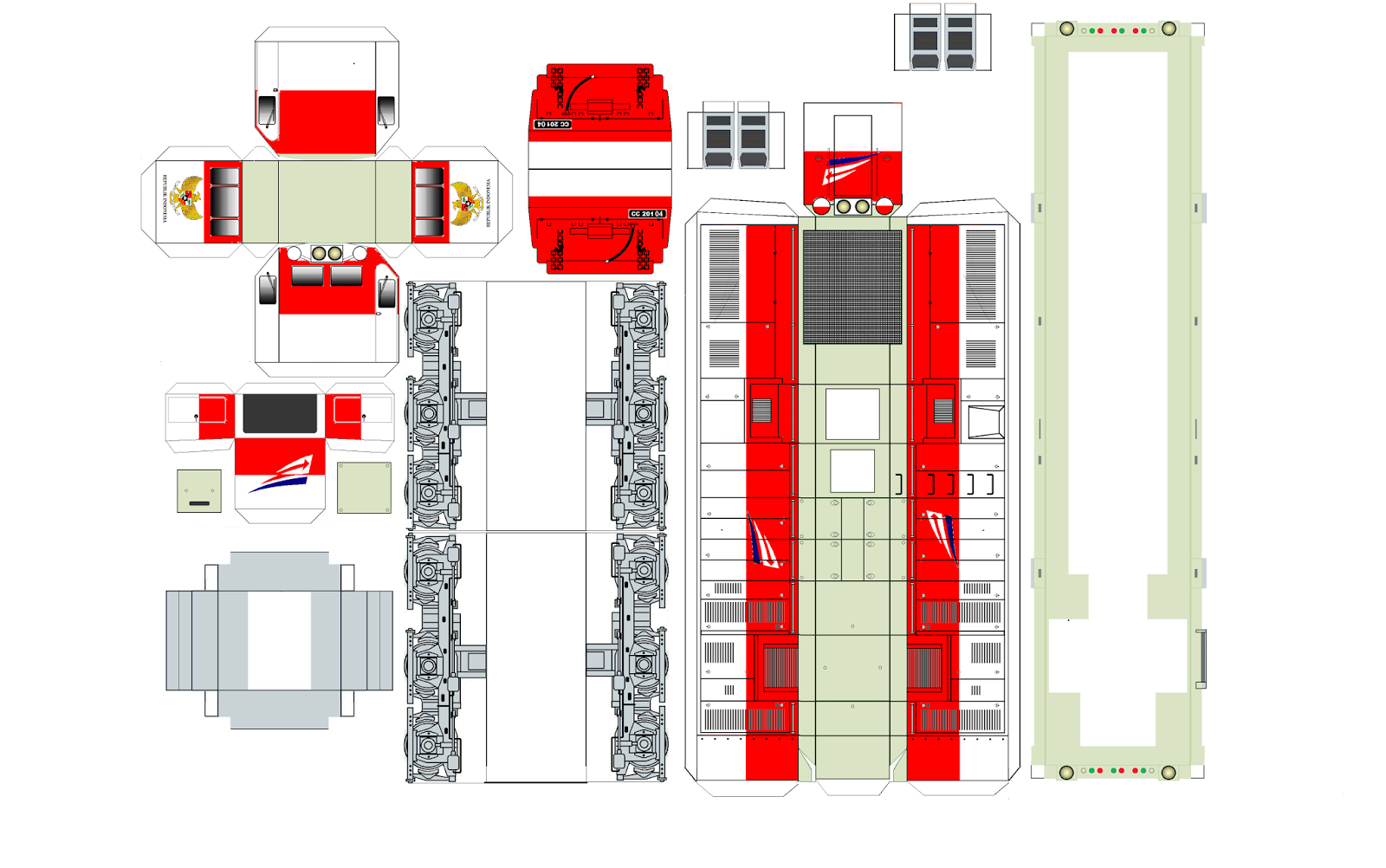 wafykeren's12: pola papercraft kereta api