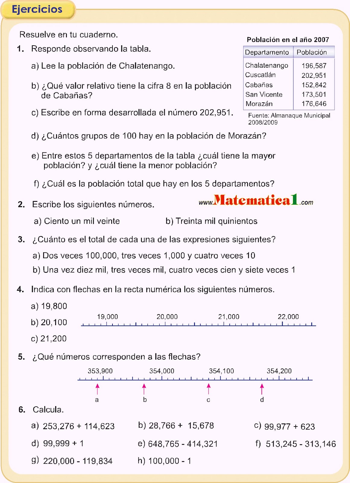 SUMA Y RESTA DE NUMEROS HASTA UN MILLON EJEMPLOS RESUELTOS DE CUARTO DE ...