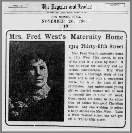 Unknown Gender History: Clara West (Mrs. Fred West), Child Care ...