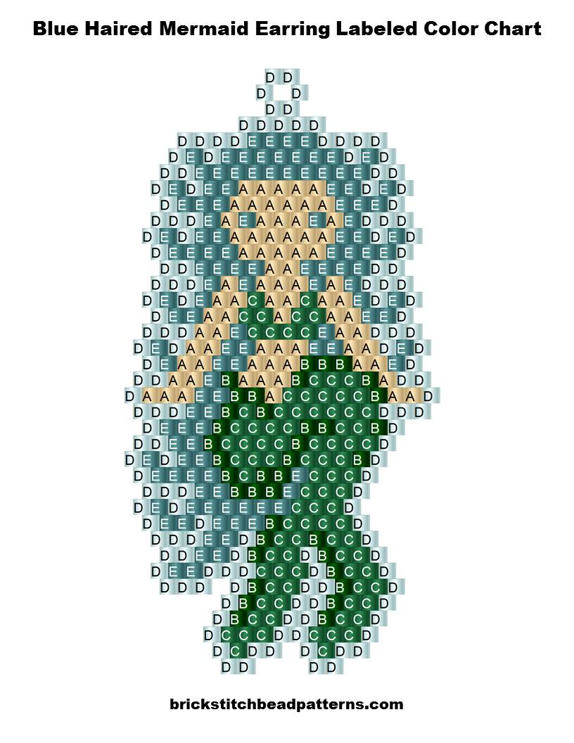 Brick Stitch Bead Patterns Journal: Free Blue Haired Mermaid Earring ...