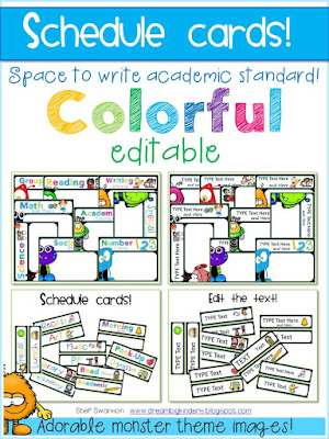 Dream Big Kinders: Monster Classroom Decor - Daily Schedule Cards