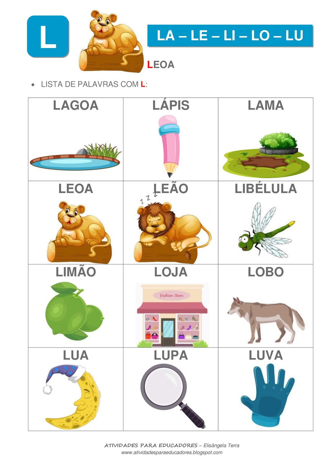 Atividades Com La Le Li Lo Lu - RETOEDU