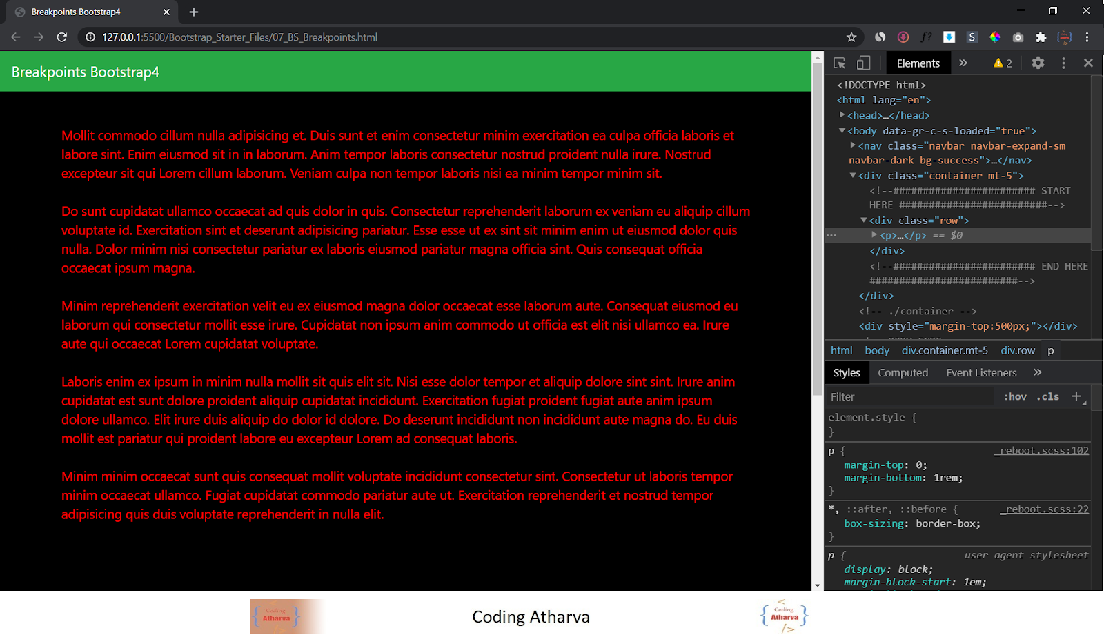 9 Program To Demonstrate Media Queries Breakpoints In Bootstrap ~ Coding Atharva