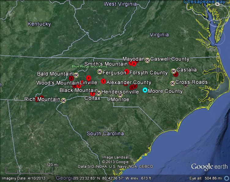 Meteorite Maps and Impact Craters - Worldwide: North Carolina ...
