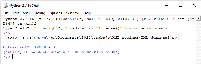 Leer UUID de XML en listado de archivos con Python