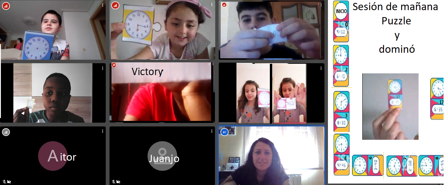 1º, 2º y 3º: 3º "ENCAJAMOS LAS HORAS" Y DOMINÓ CLASE ONLINE