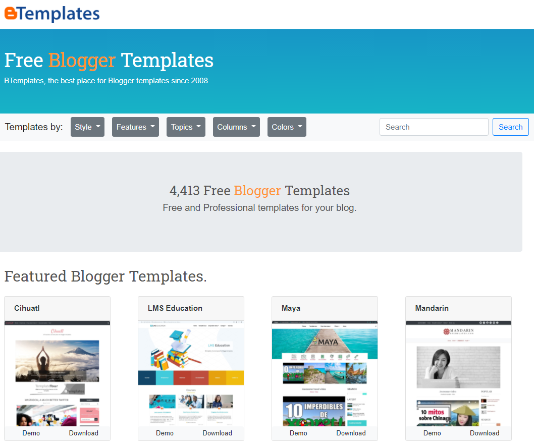 Top những trang tải mẫu template blogspot Blogger miễn phí