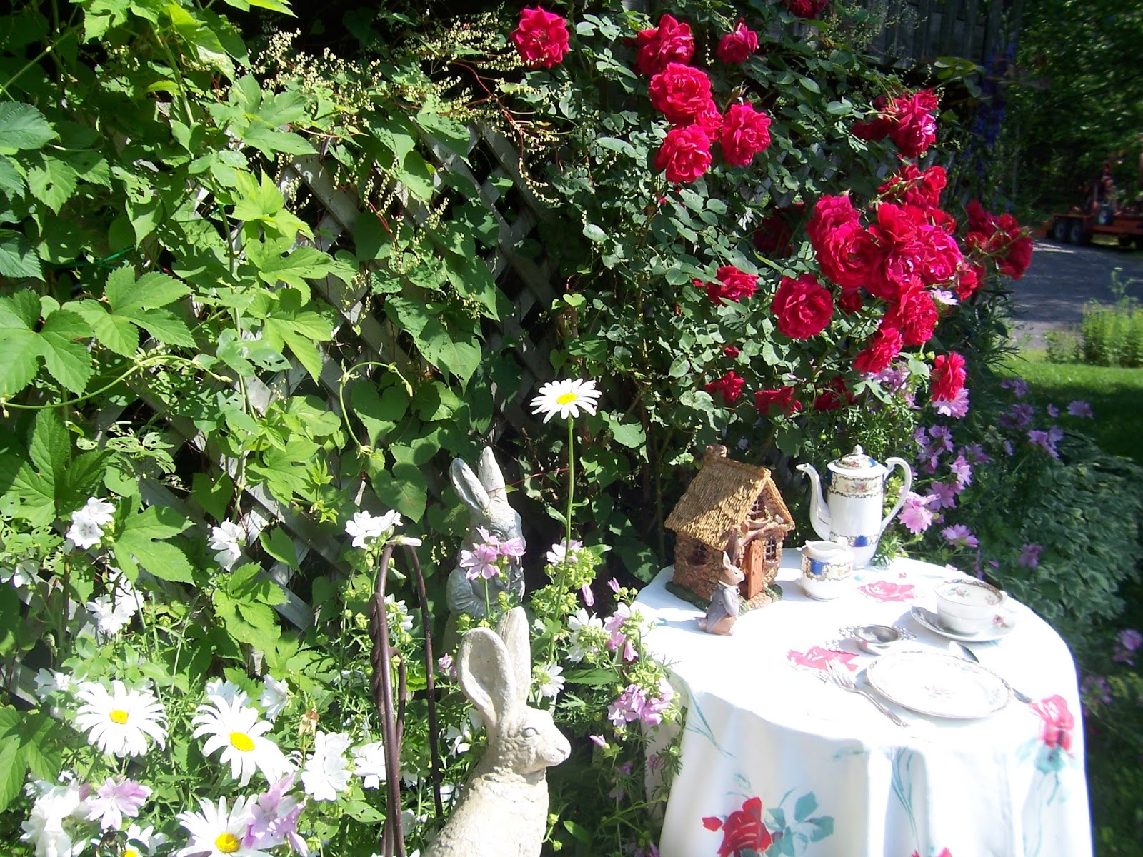 Two Cottages And Tea: Tea With Rose And Garden Rabbits