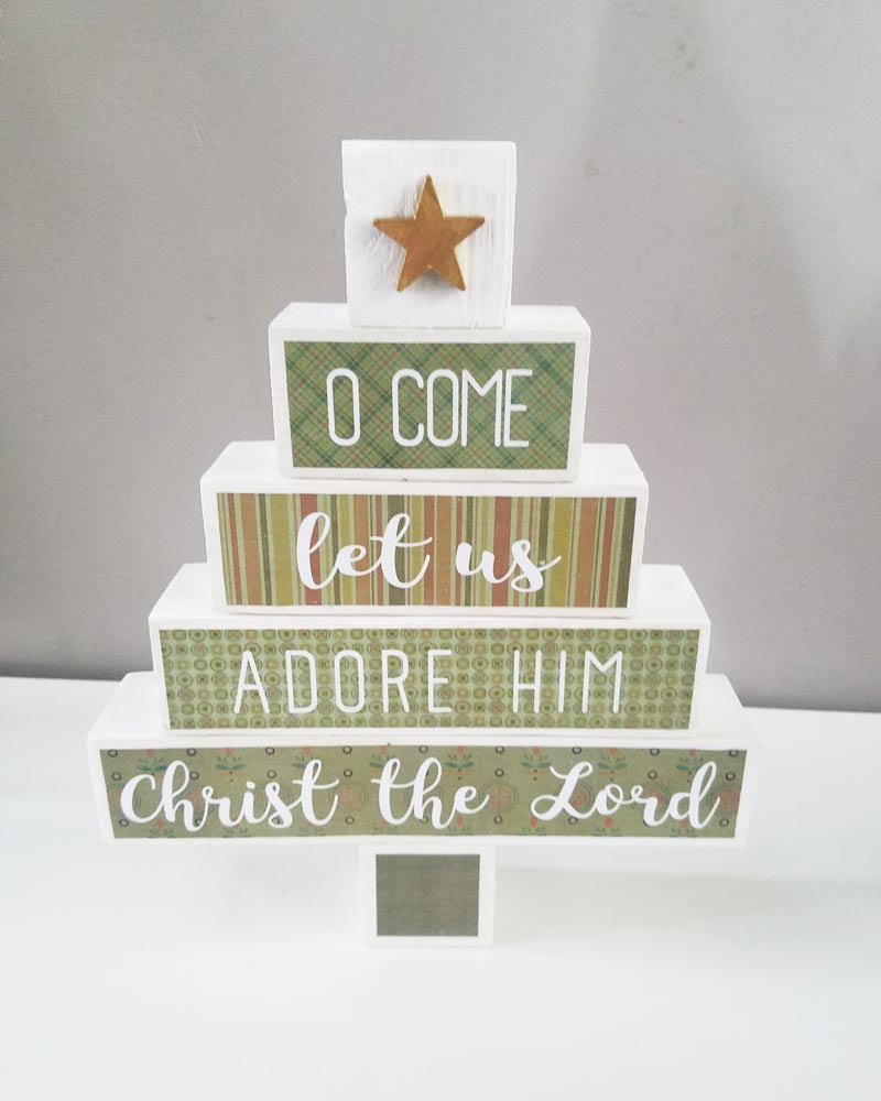 DIY Wood Block Reversible Christmas Tree and Valentine Decoration ...