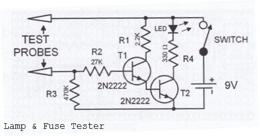 Lamp and Fuse Tester Circuit Diagram | Circuits-Projects