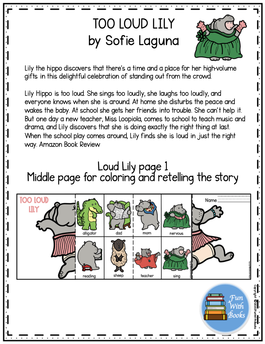 TOO LOUD LILY BOOK CRAFT ~ Book Units by Lynn