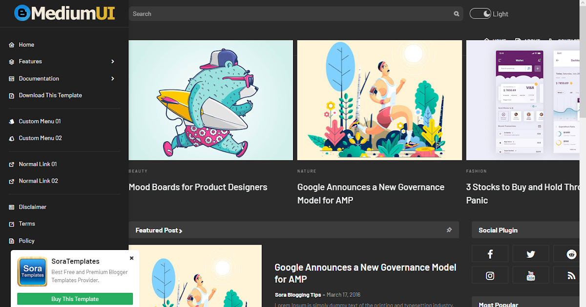 Medium Ui Website Template - Free Blogger Templates