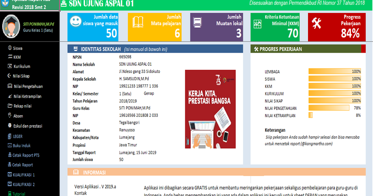 Aplikasi Raport K13 SD Semester 2 Kelas 1 - 6 Revisi 2018 - Bimbel Sekolah Aplikasi Raport K13 SD Semester 2 Kelas 1 - 6 Revisi 2018 - Bimbel Sekolah