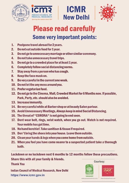 ICMR guidelines ~ India Posts' Retired Officers' Association