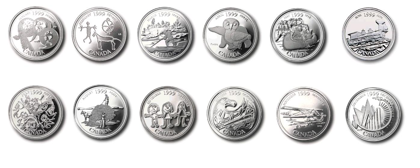 Colecciones de monedas: Canadá. Quarters. Millenium.