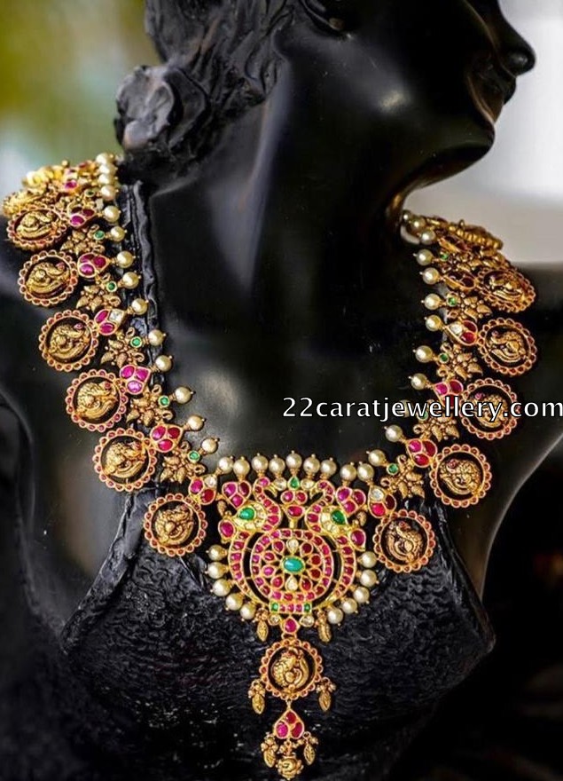Bottu Mala with Nakshi Peacock - Jewellery Designs
