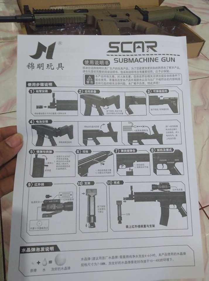 Review Water Gel Gun SCAR Submachine Gun - BangIzalToy.Com