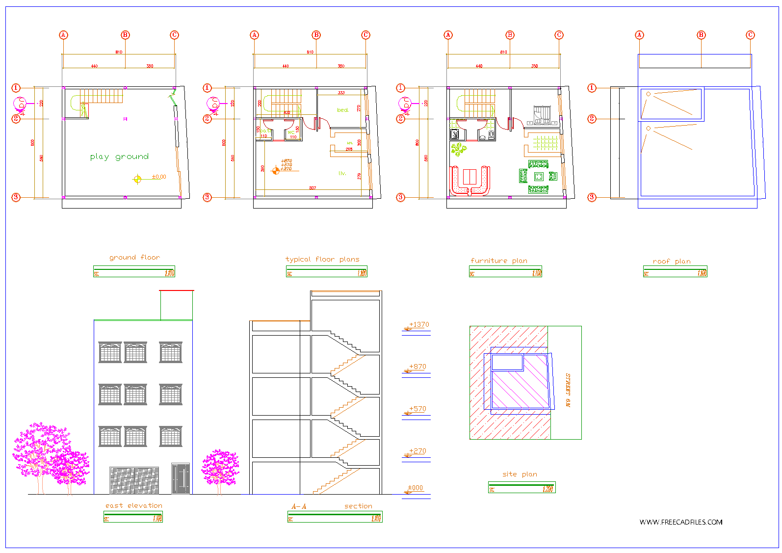 Details of the steel structure of a three-storey building, 60 sq.m.