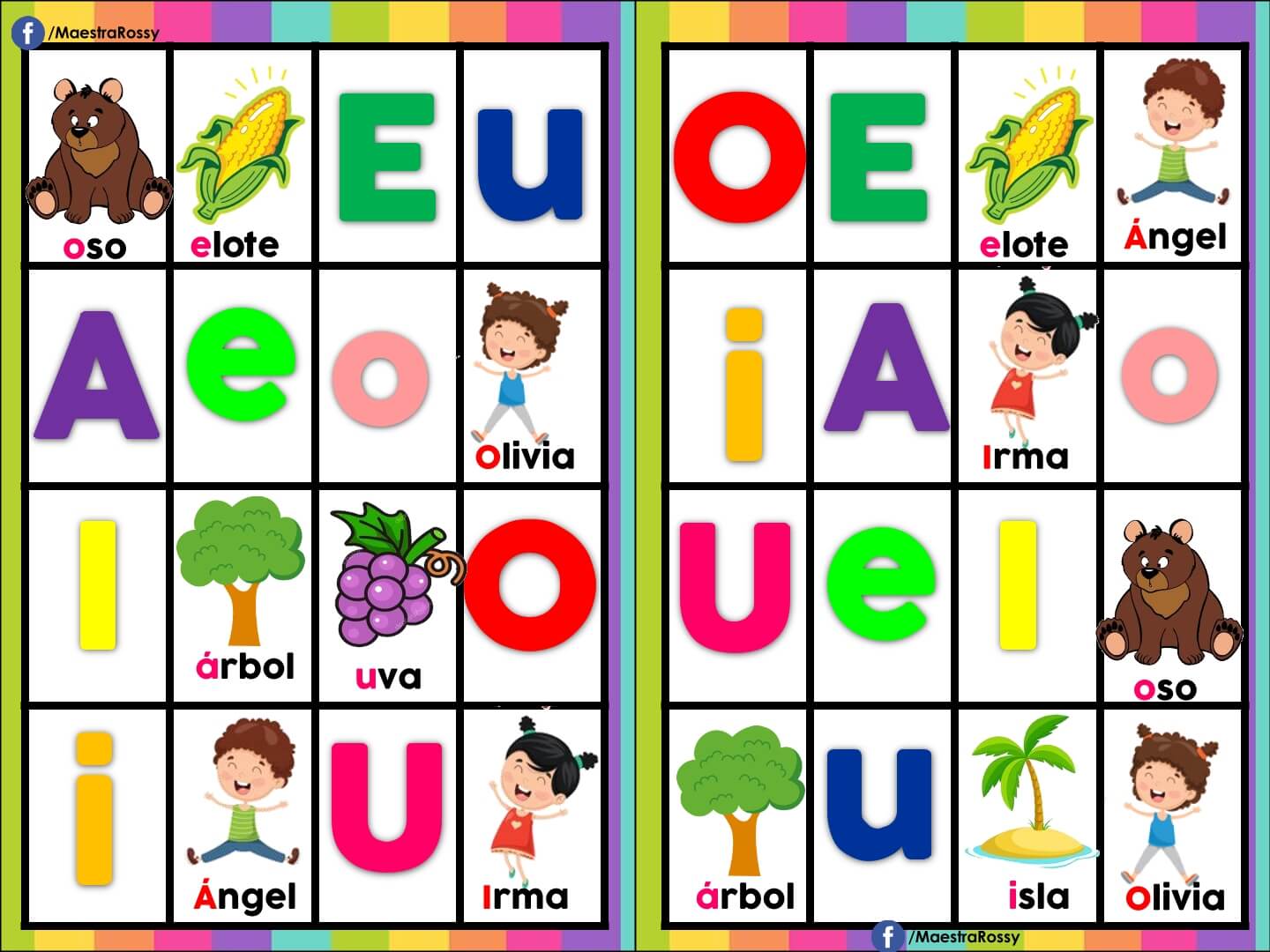 Juego Lotería de las Vocales | Mundo de Rukkia