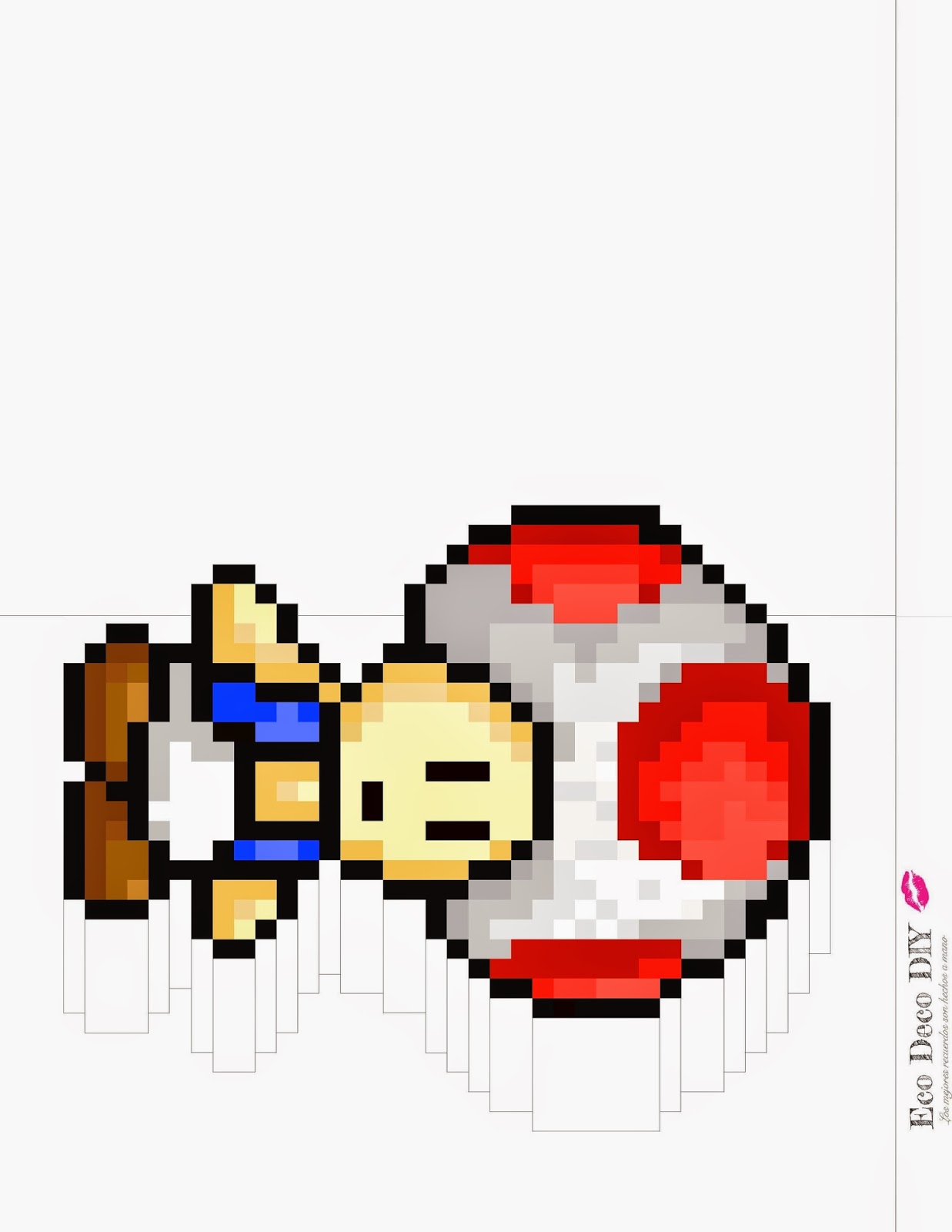 Eco Deco DIY: Tarjeta pop up, 3D, pixel, de TOAD el honguito, mario ...