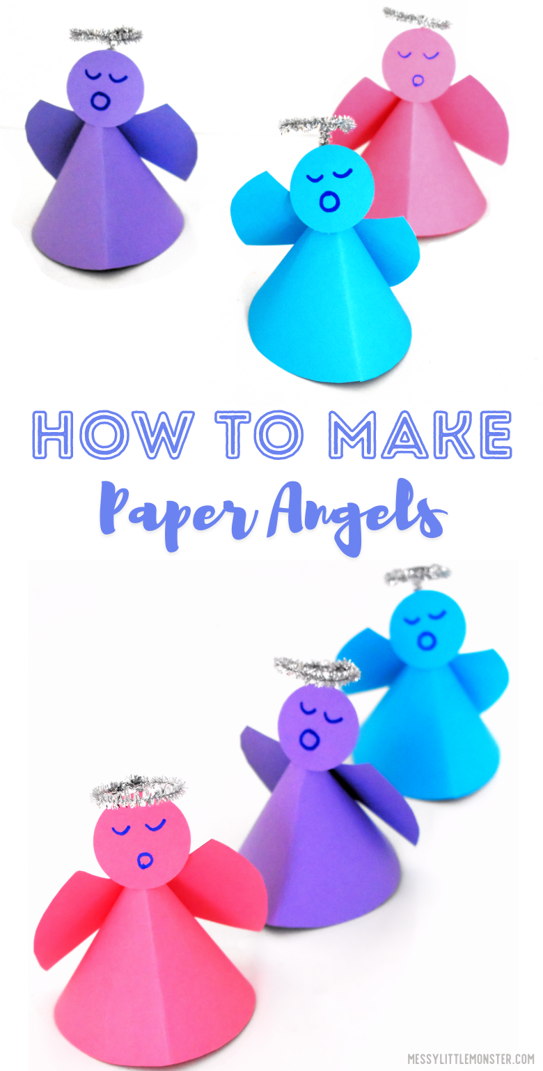 How to make paper angels + paper angel template - Messy Little Monster