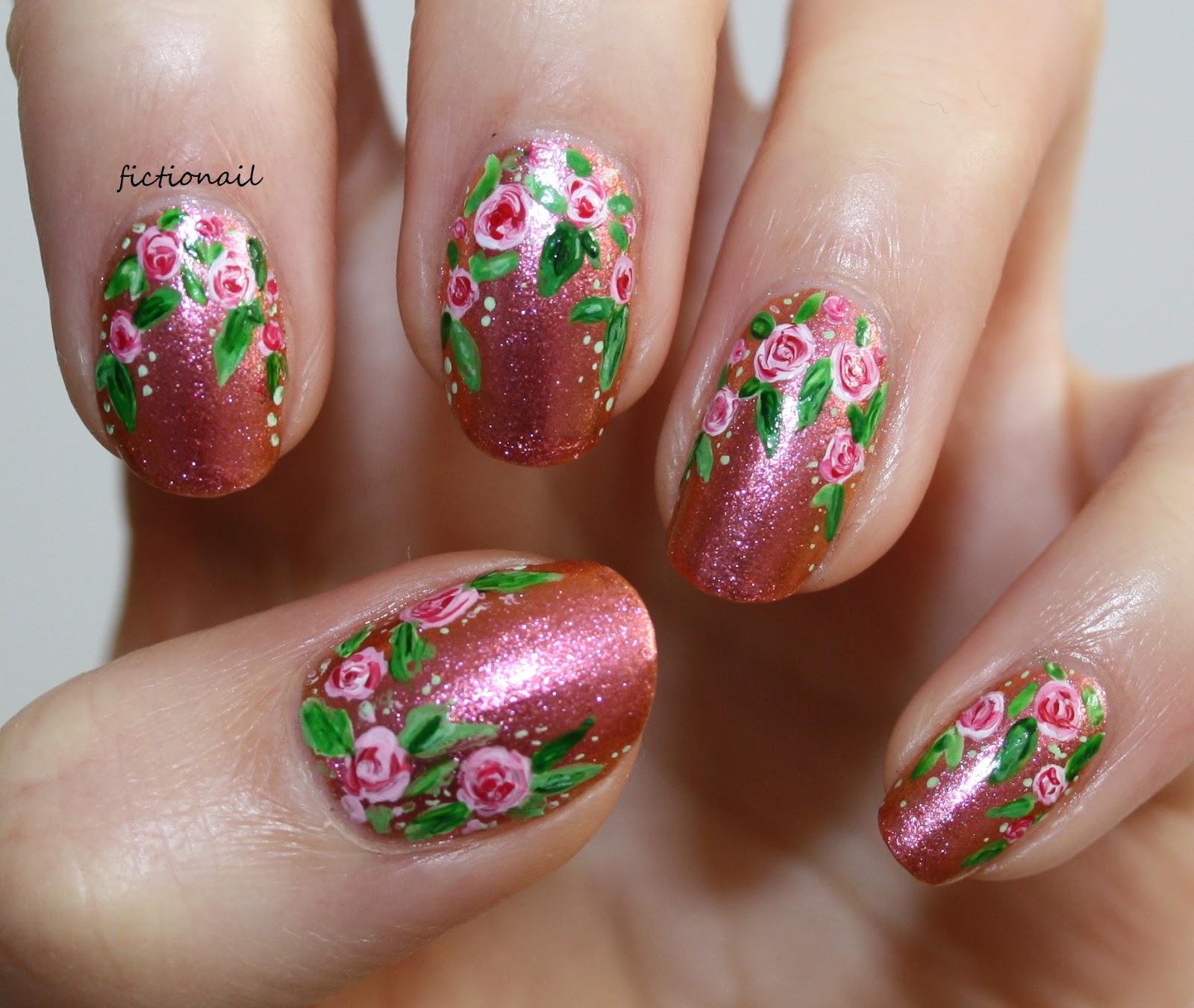 Rose Floral Border Nails