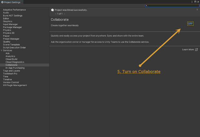 How to enable Unity Collaborate