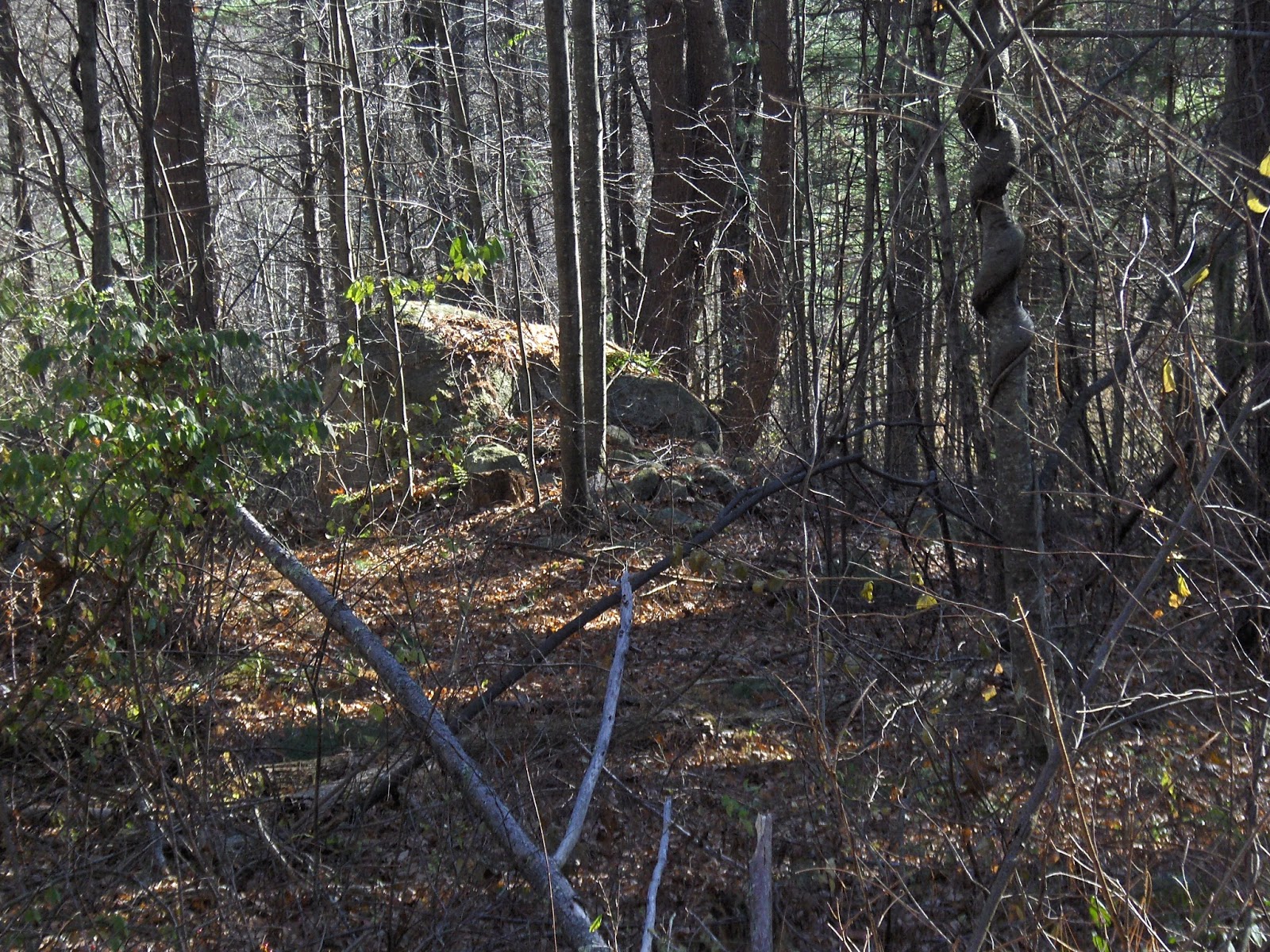 Rock Piles: Snake Meadow Brook - mounds against boulders